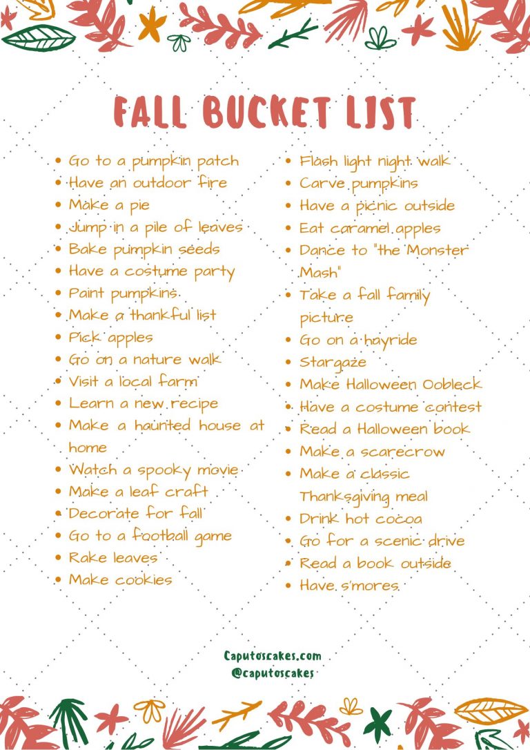 Fall Bucket List: Free Printable - Caputo's Cakes